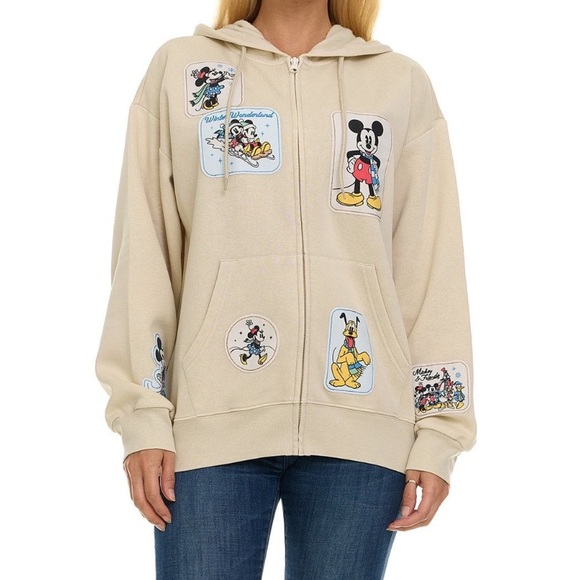 Disney | Sweaters | Disney Beige Hoodie With Mickey And Friends | Poshmark